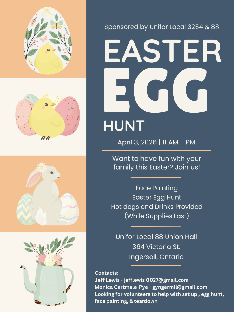 Easter Egg Hunt April 3, 2026 11 AM-1 PM - Unifor Local 88